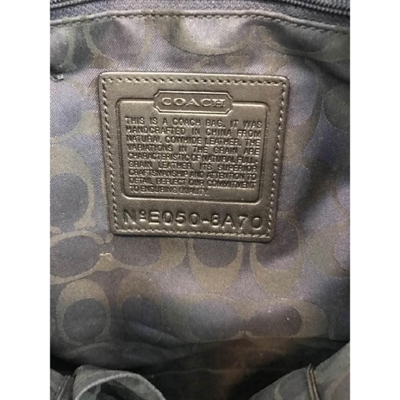 Coach | Bags | Coach Green Stitching Detail Black Leather Tote | Poshmark